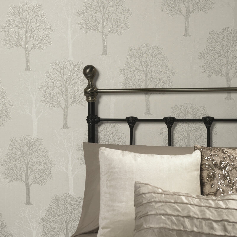 Holden Decor Opus Ornella Tree Grey Glitter Wallpaper - 35253