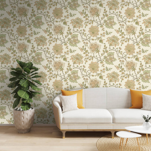 Holden Decor Jacobean Trail Orange/Sage Wallpaper - 13591