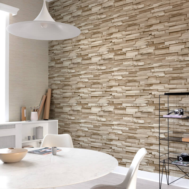 Grandeco Ciara Colorado Wood Slat Effect Natural Wallpaper - A64002